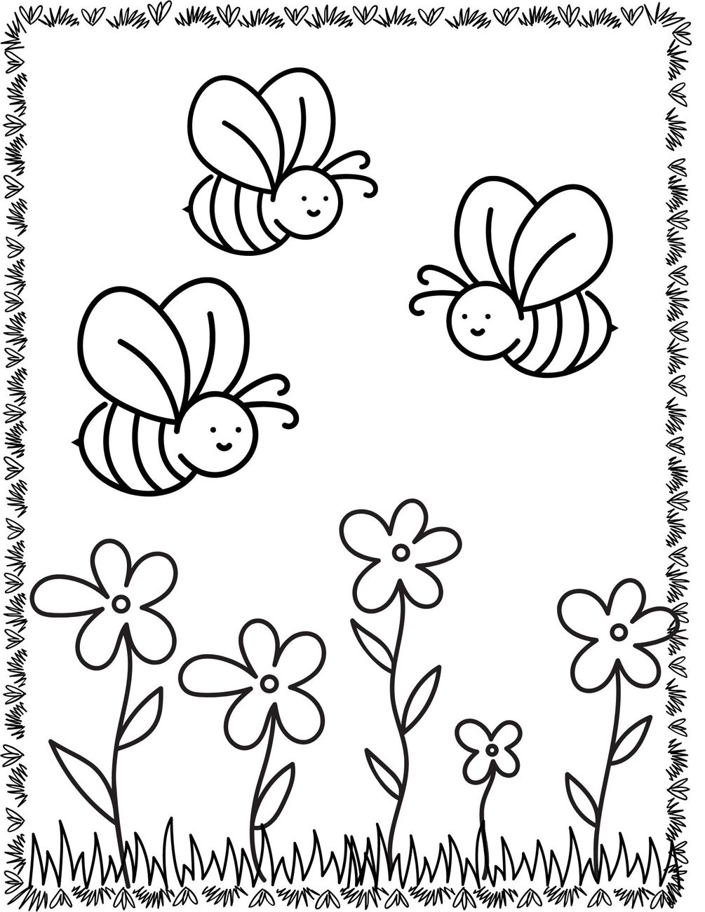 Buzzing Bee Adventure: Digital Coloring Book for Young Nature Explorers