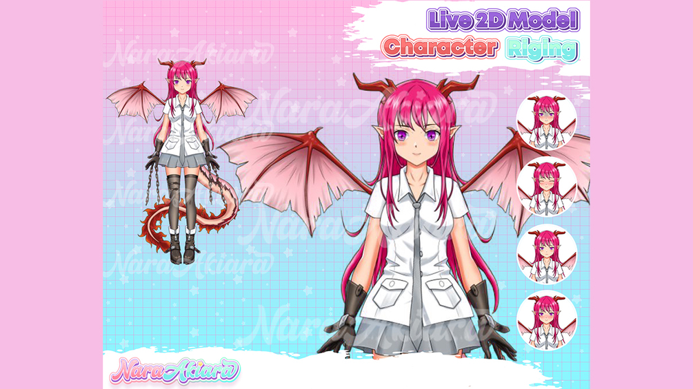 Vtuber Model and Rigging Anime Girl Red Dragon Premade, Live2d ready to ...