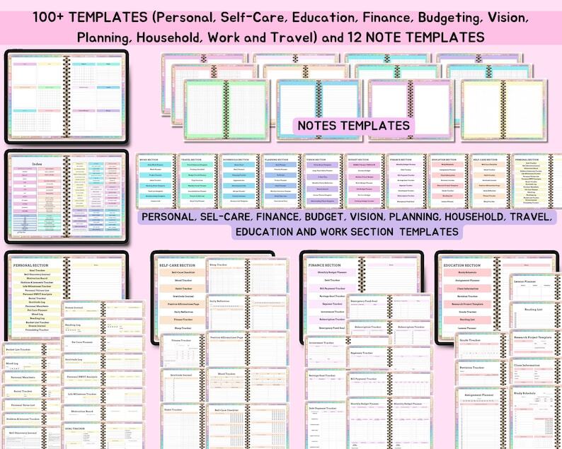 All-in-One Digital Planner 2024-2026 | Rainbow Theme | 5000 Stickers ...
