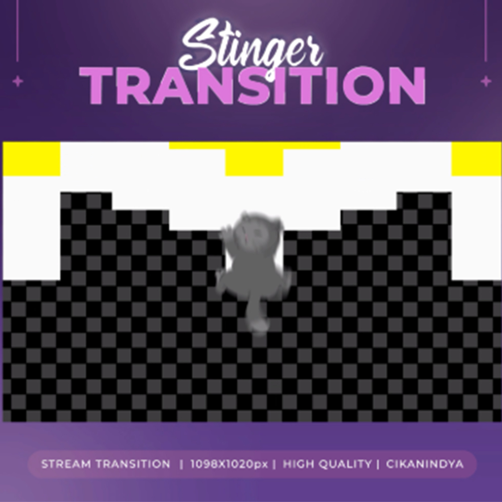 Animated Stinger Transition Pixel Cat | Retro-Inspired Overlay for ...