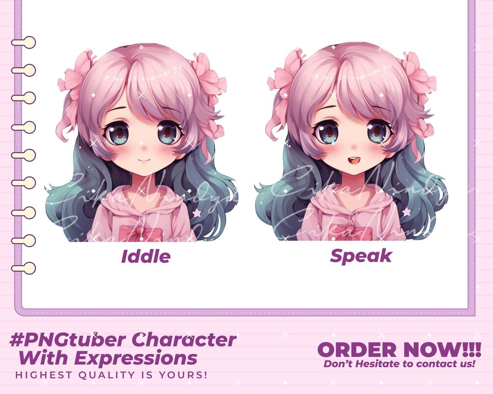 PNG Tuber | Streamer's Little Chibi PNG Tuber Avatar | Get 2 Poses ...