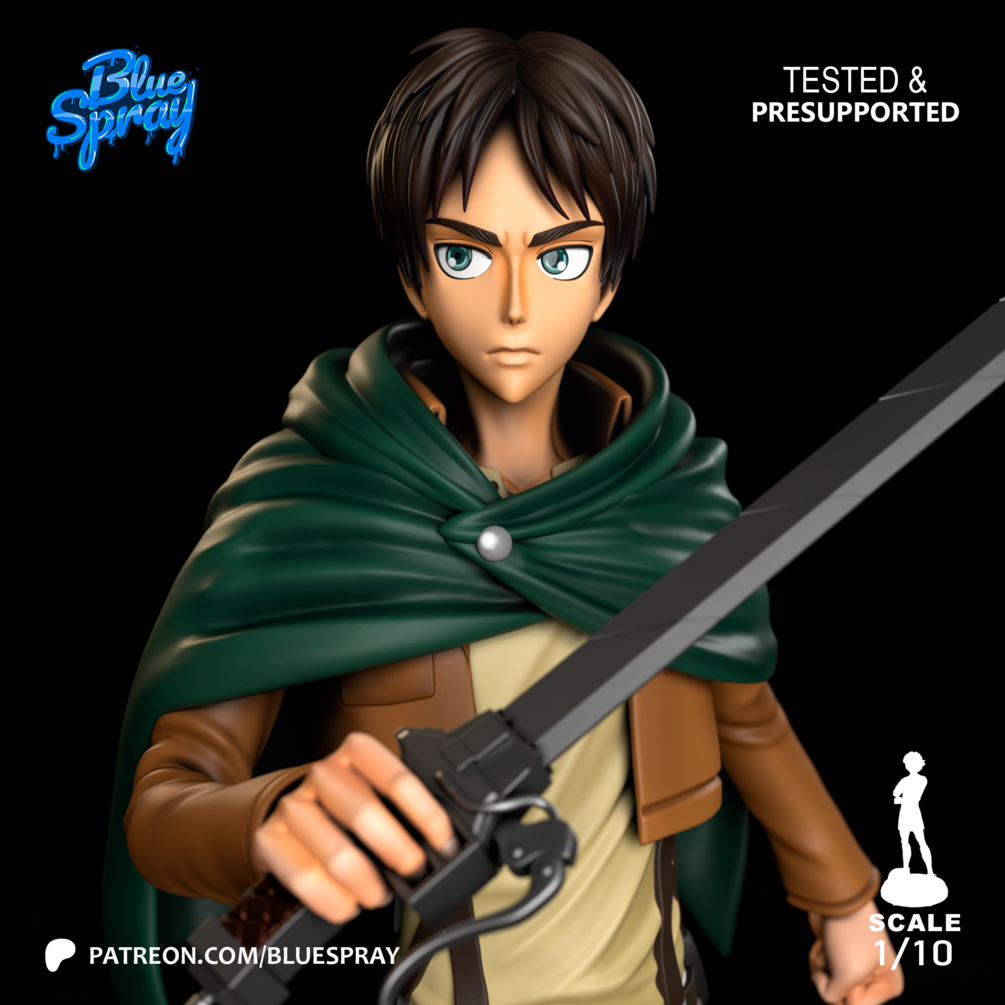 Eren Yeager Sculpture (Attack on Titan) - BlueSpray3D Models