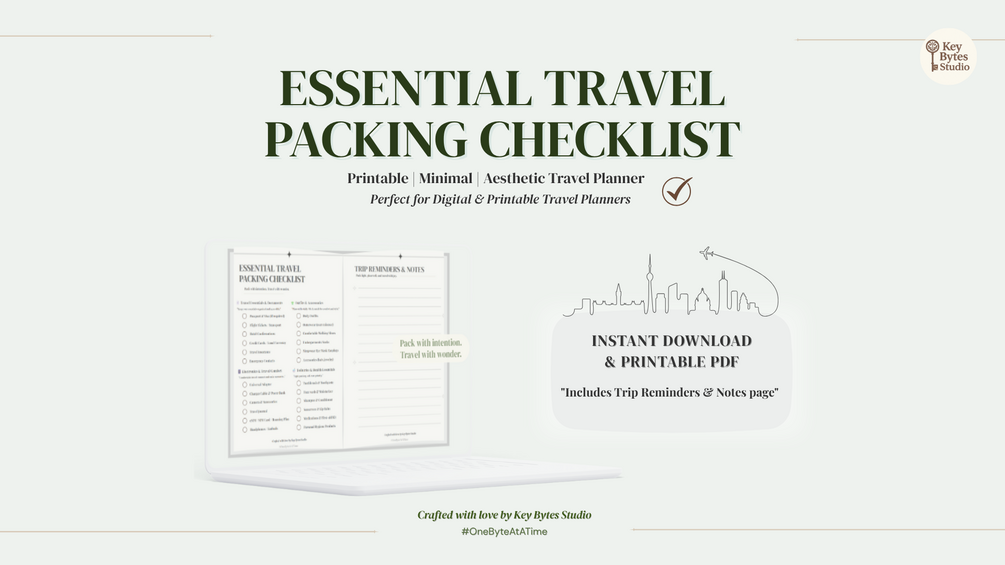 Travel Packing List Printable PDF | Minimal Trip Planner for Vacation ...