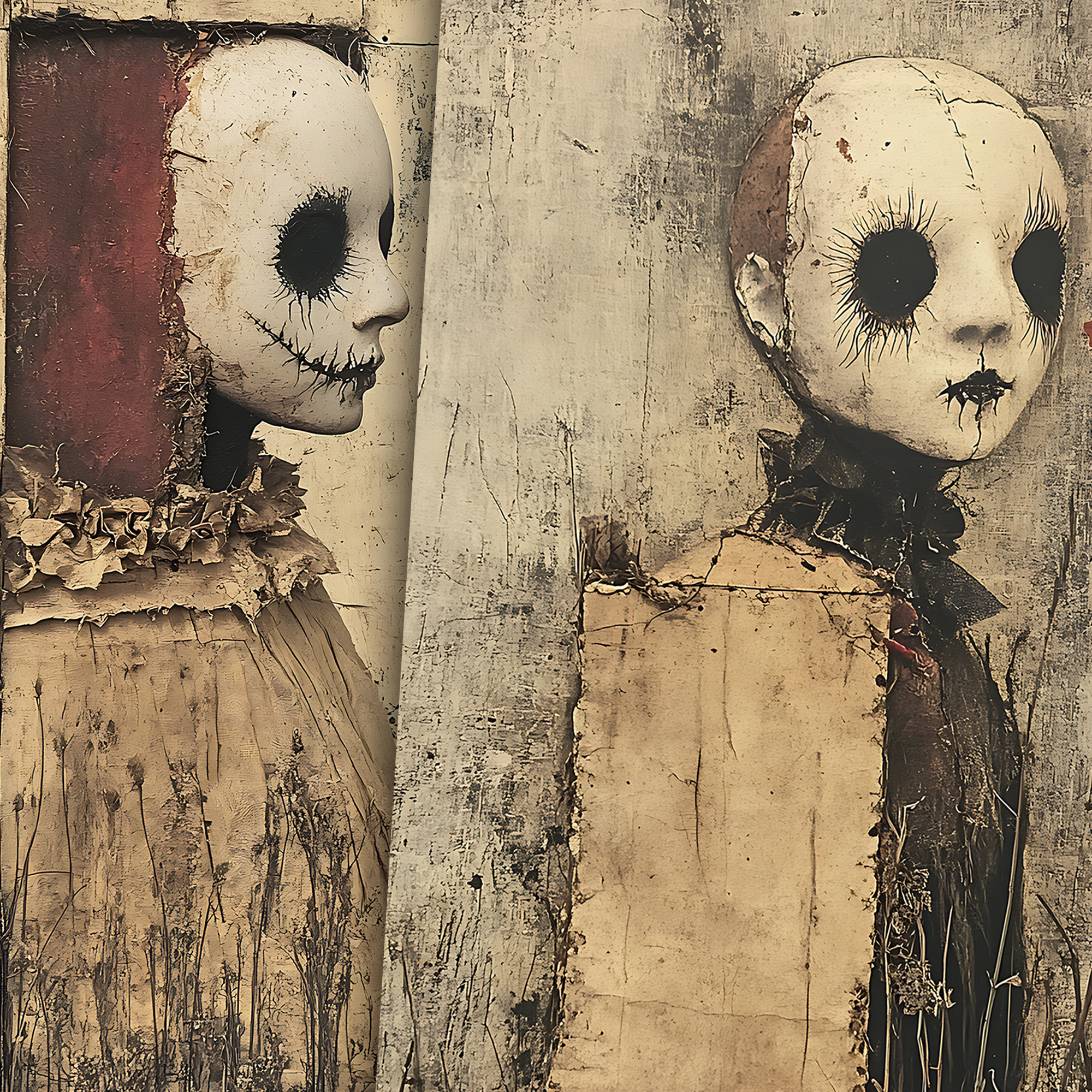 18 pc Spooky Figure Creepy Ephemera Mixed Media Printable Junk Journal ...