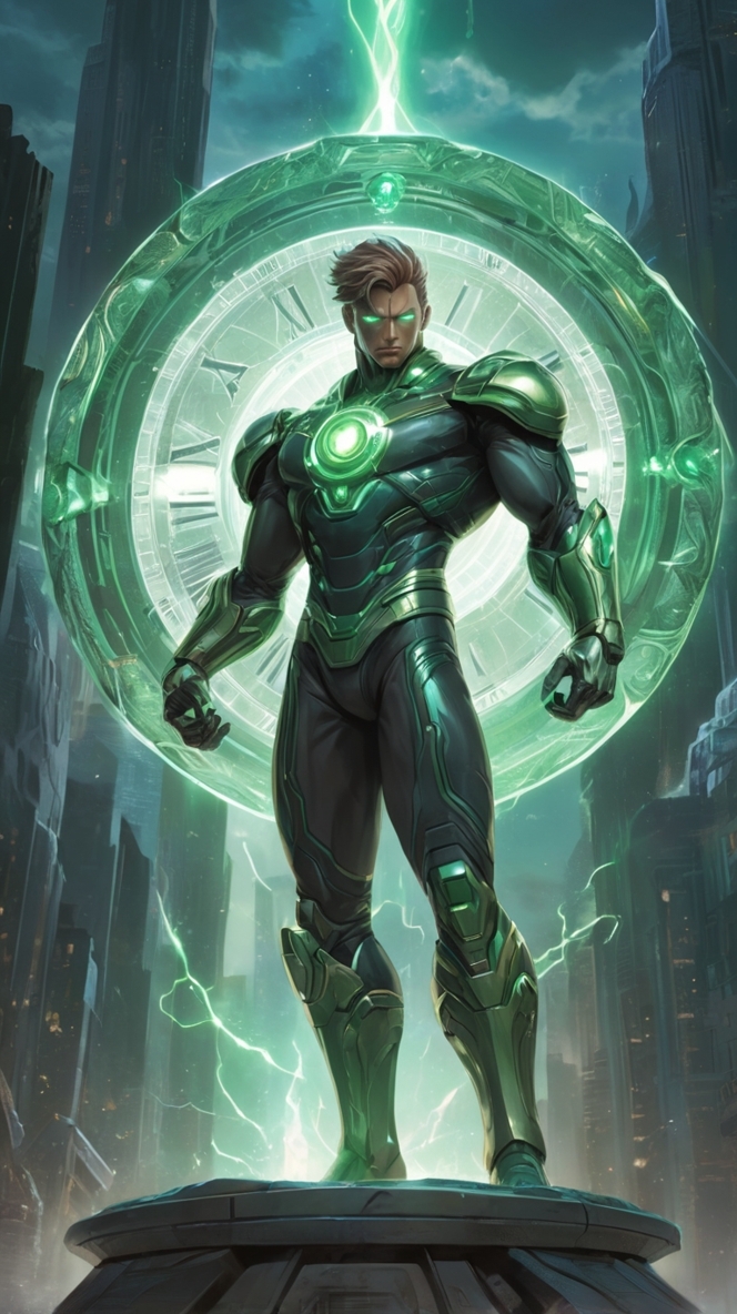 Chrono Warrior: Epic Futuristic Hero Wallpaper