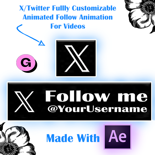 Unique customizable X/Twitter Popup Follow Animation for Videos