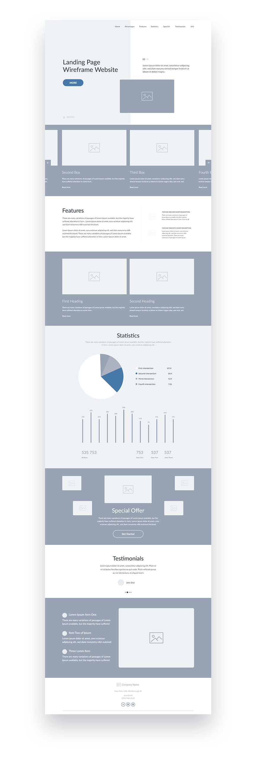 Landing Page Wireframe #19 (Light and Dark theme)