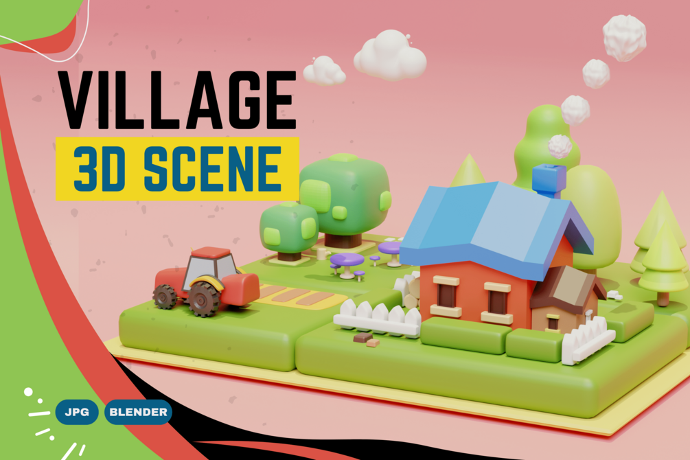 Farmland Village 3D Scene (blender)