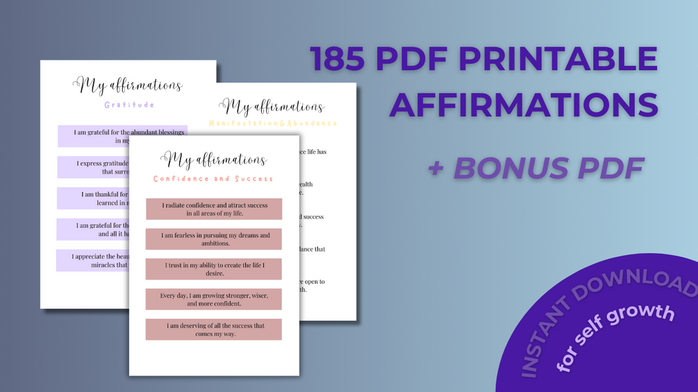 185 PDF Printable Affirmations+Bonus PDF