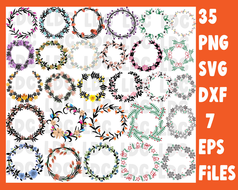 Wreaths svg bundle, Floral Wreath Frame Clipart, Laurel wreath monogram ...