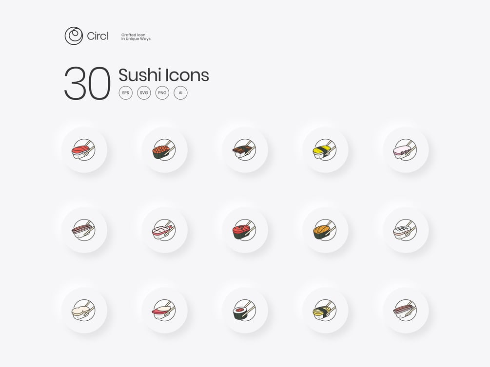Sushi Icons Set by Circl