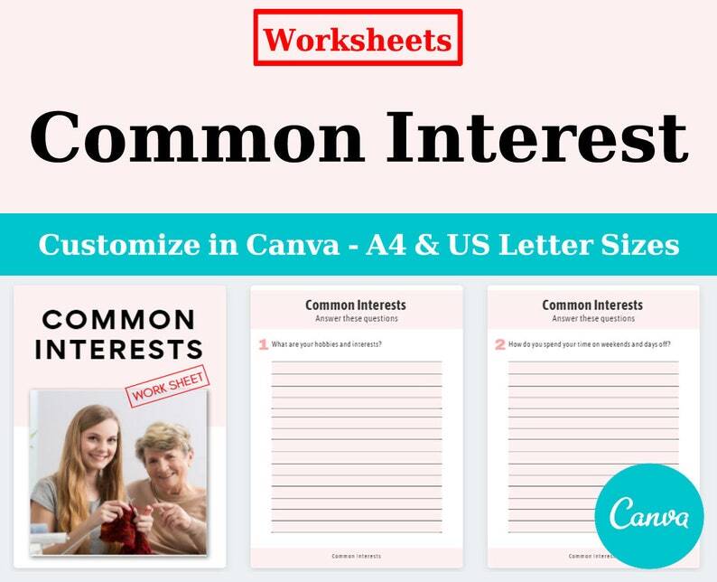 Life Coach Templates Worksheets | Common Interests | Canva Templates ...