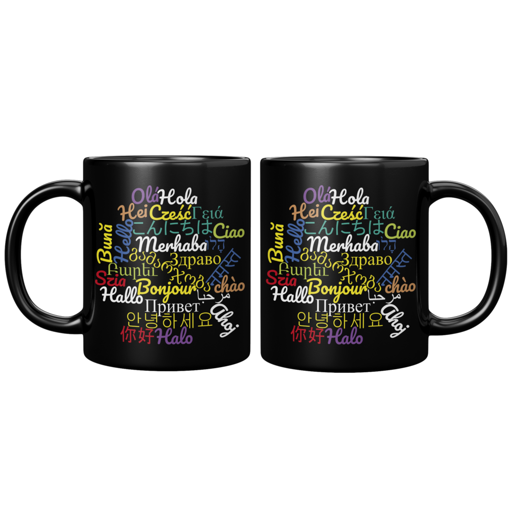 "Hello" cloud in many languages Coffee mug
