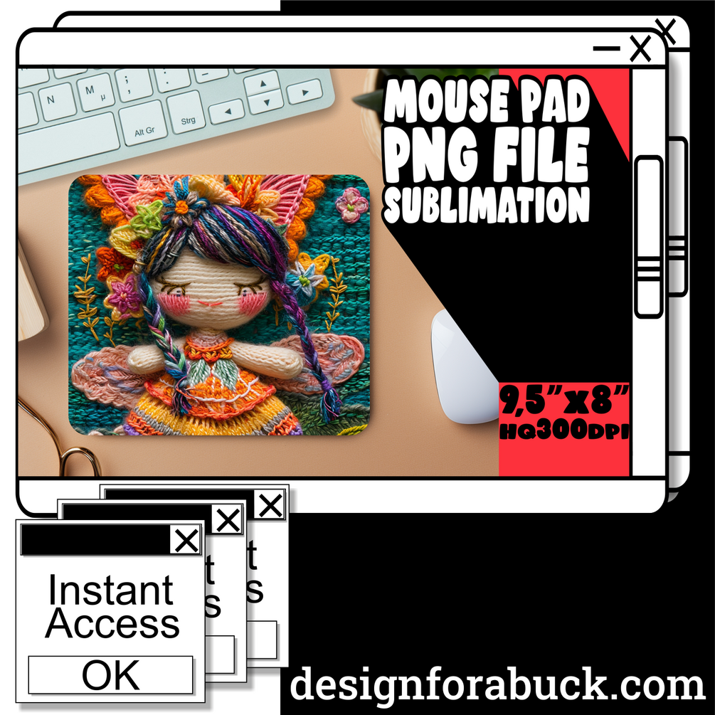 Dreamy Whimsical Fairy Tale - Enchanted Sublimation Mouse Pad PNG Template starring Crochet Princess