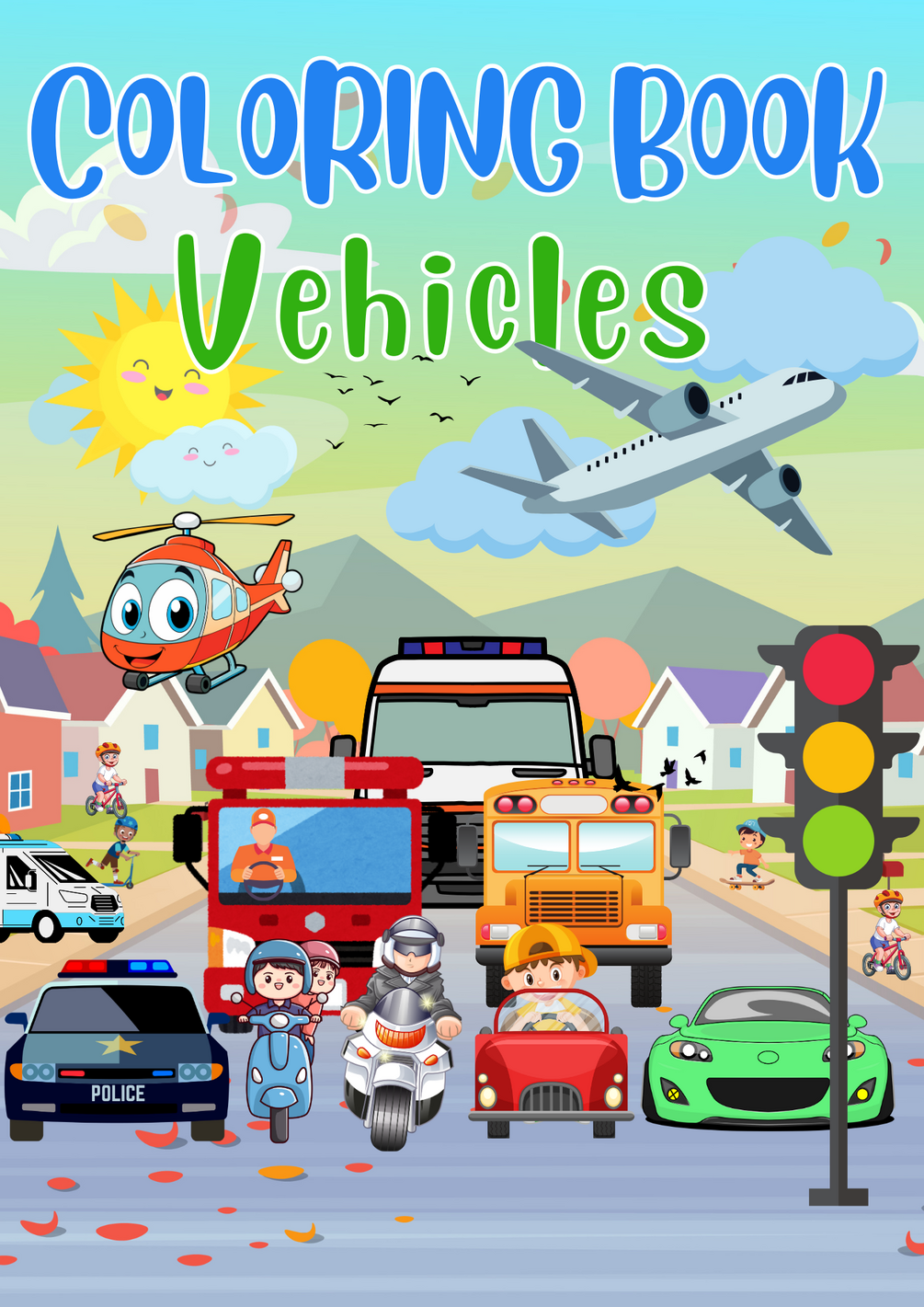 Coloring Book: Vehicle Adventure - Color Cars, Motorcycles, Buses & More