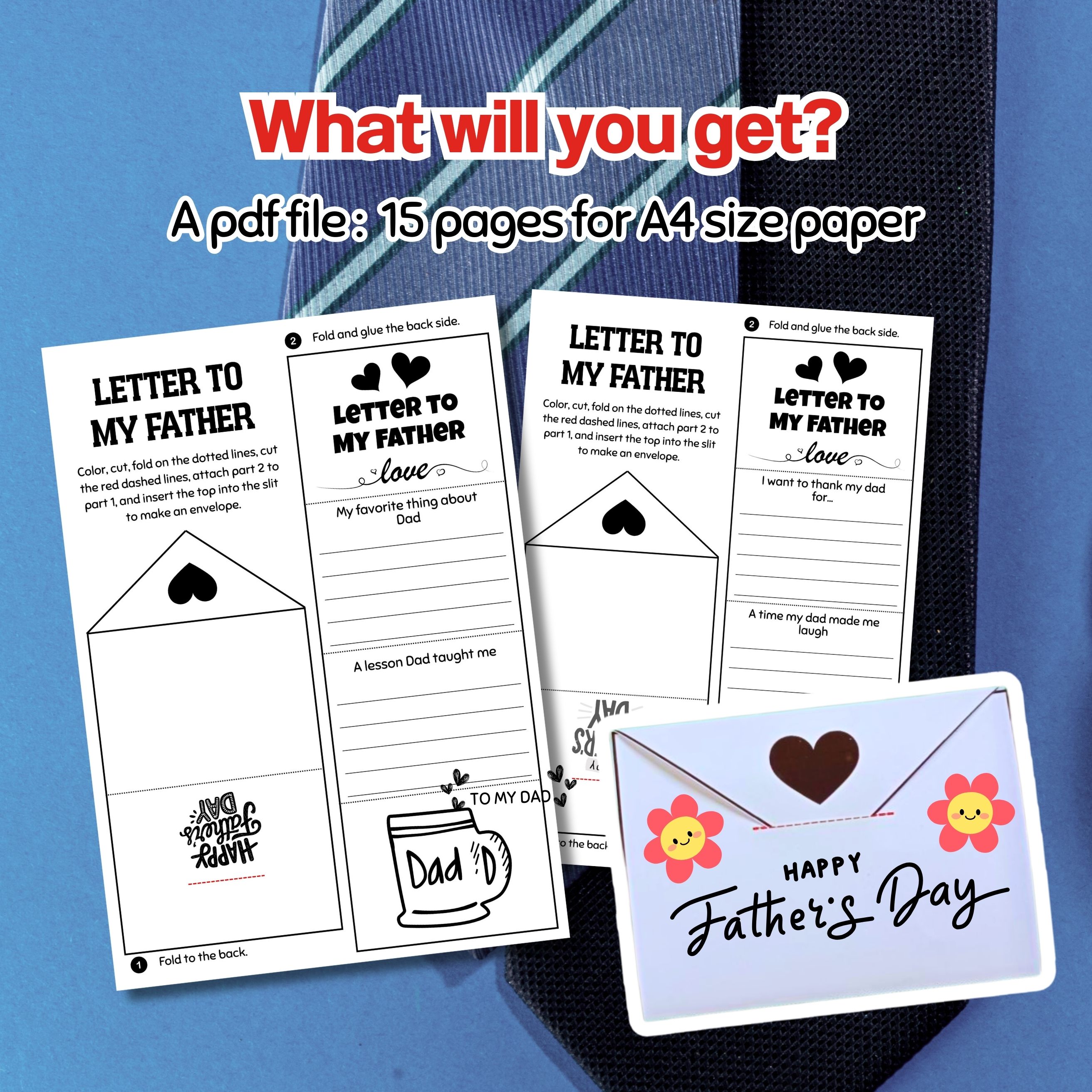 Letter to My Father, Writing Craft Template for Kids, Father's Day Activity