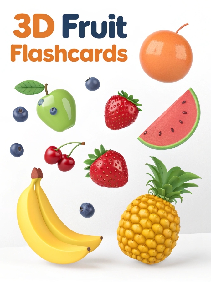 3D Fruits flash Cards