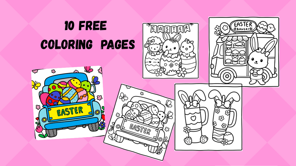 10 FREE COLORING PAGES - GROOVY EASTER