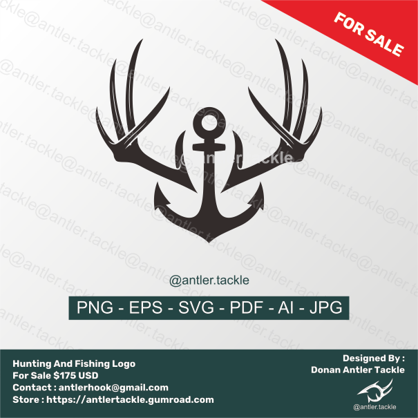 Deer Antler Anchor Hunting Fishing Logo Designed By Donan Antler Tackle