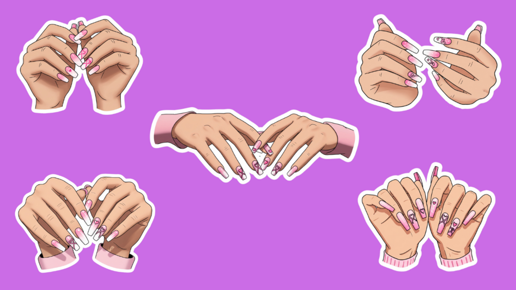 Elegant Hand Stickers with Trendy Nail Art – Unique Digital Design