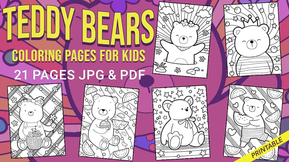 Teddy Bears PRINTABLE Coloring Pages for Kids