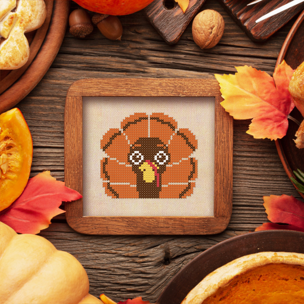 Gobbles the Turkey Cross Stitch Pattern