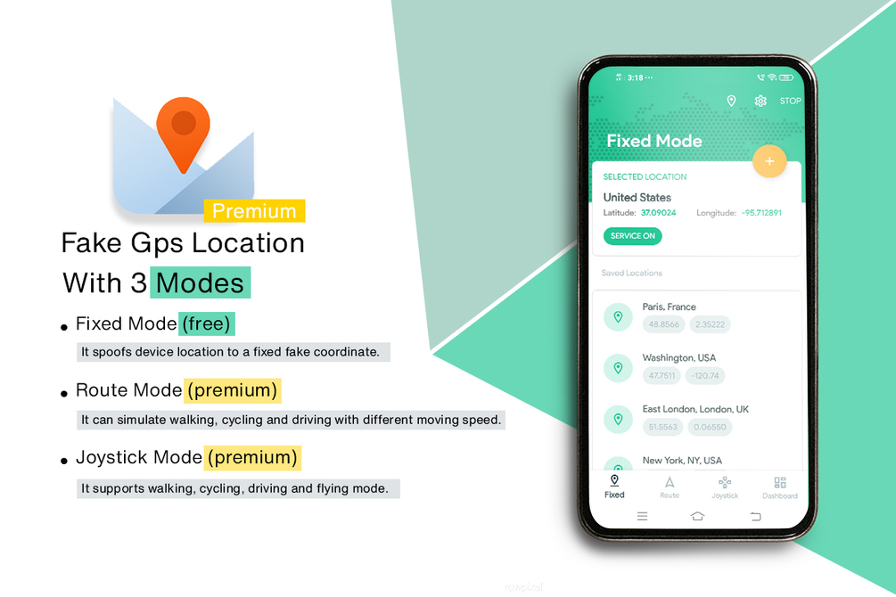 Fake GPS Location Pro - Joystick and Routes For Android
