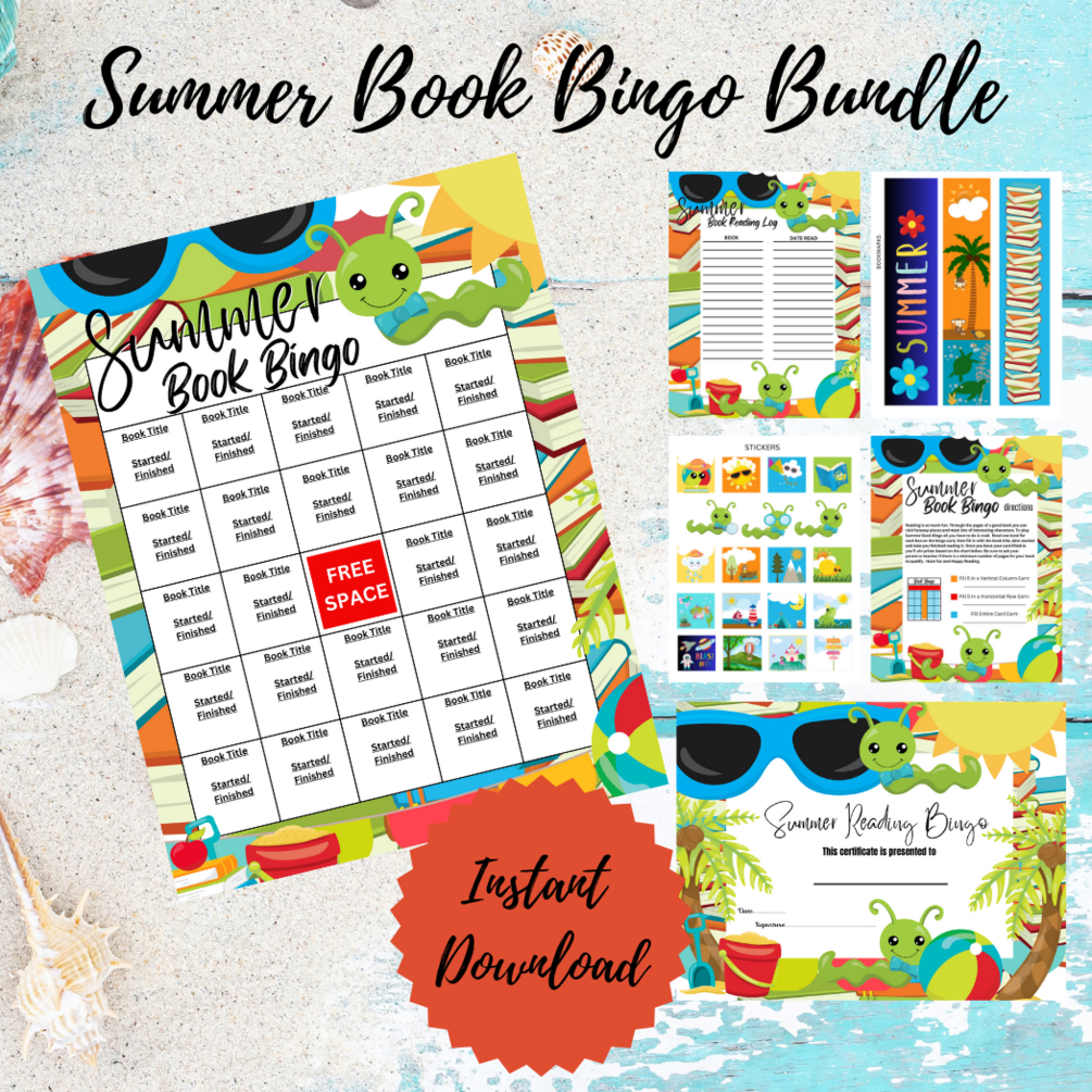 Kids Reading Bingo Bundle: Printable Bingo Cards, Bookmarks, Stickers ...