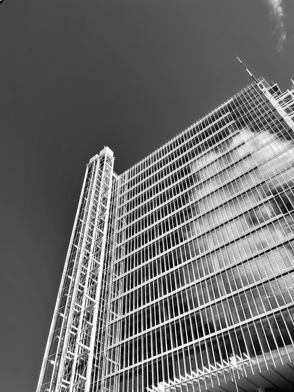Image: A steel and glass building in Paddington, London | 2726 × 3635 | Black & White Version