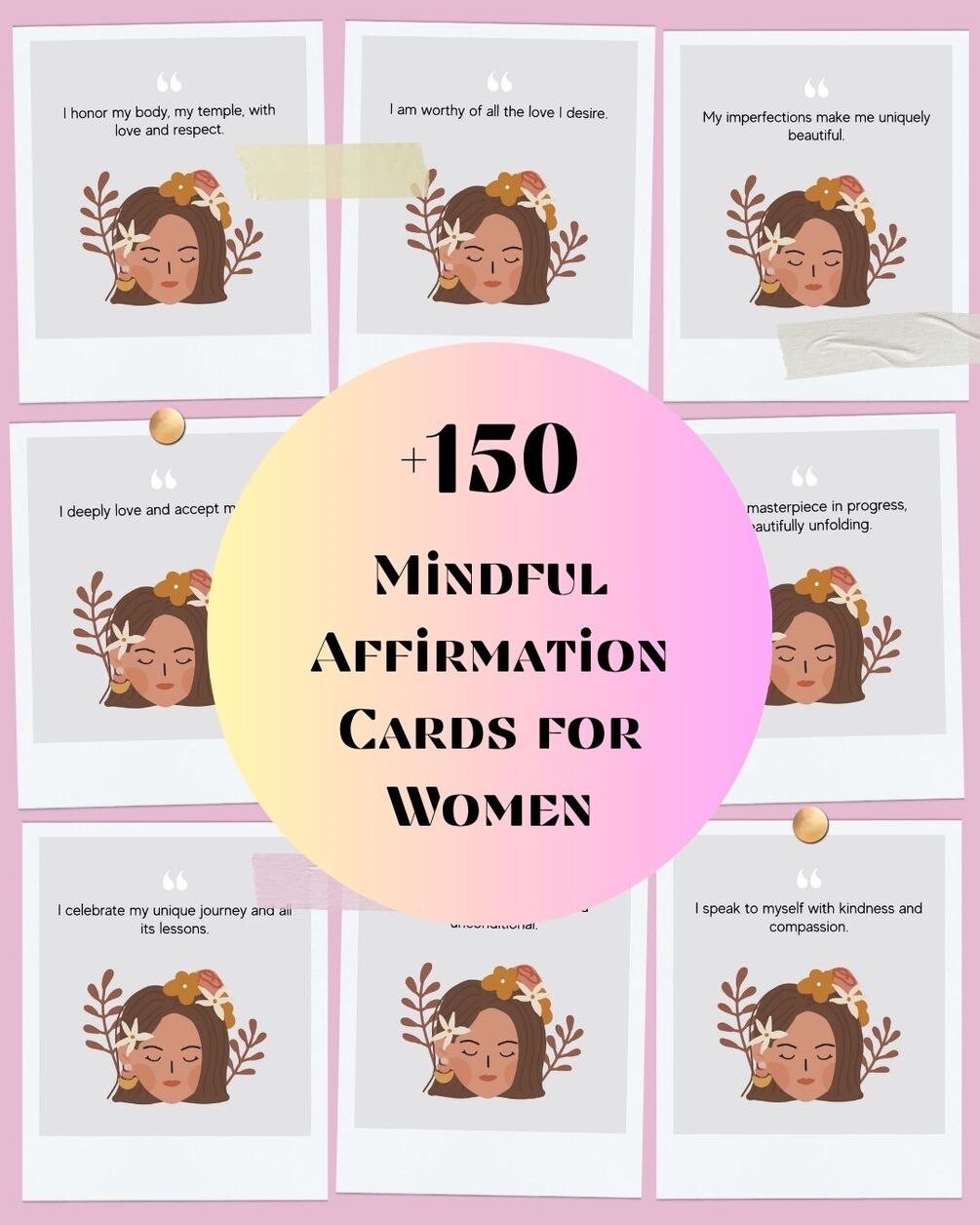 150+ Mindful Affirmation Cards for Women