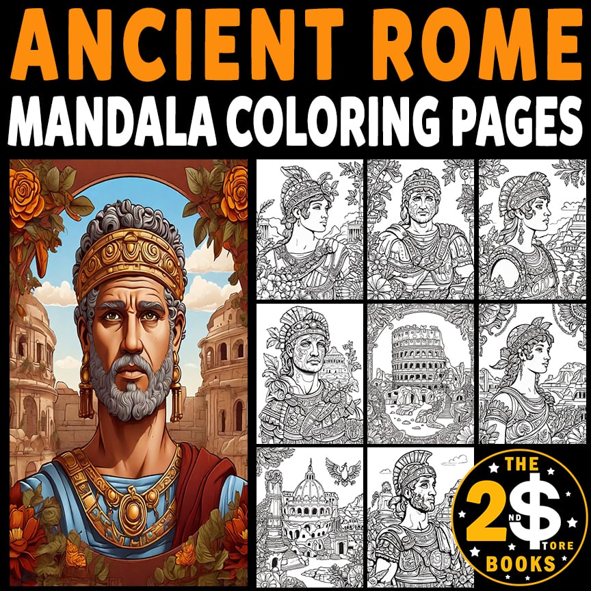 Ancient Rome Mandala Coloring Pages – 10 Sheets