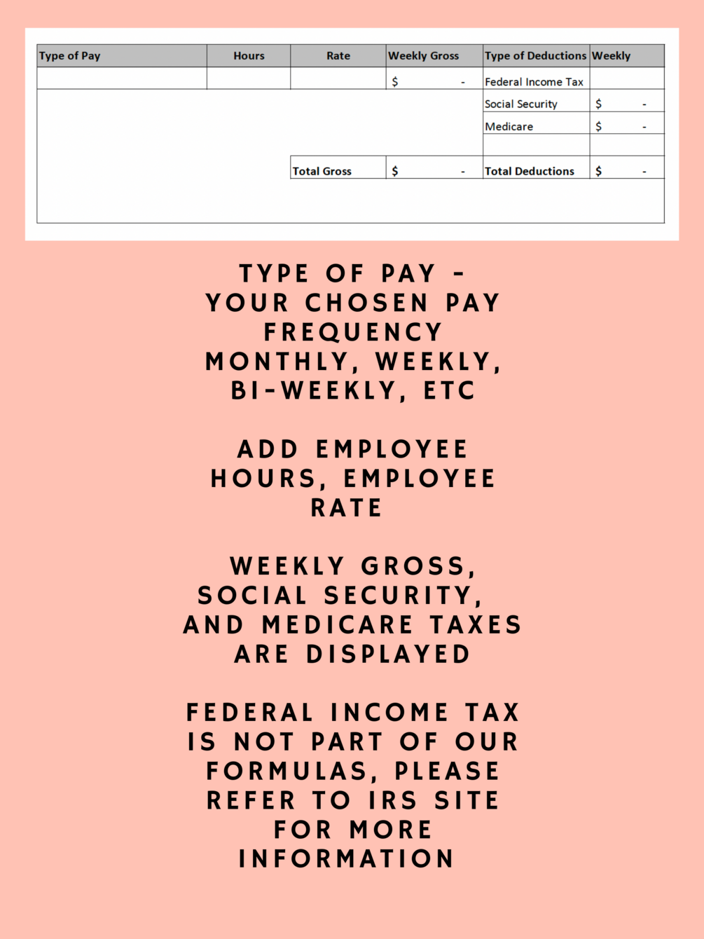 Blank Employee Stubs Template Printable PDF file | Microsoft Excel ...