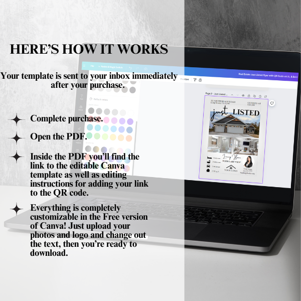Just Listed Flyer with QR Code | Real Estate Canva Template | For Sale ...