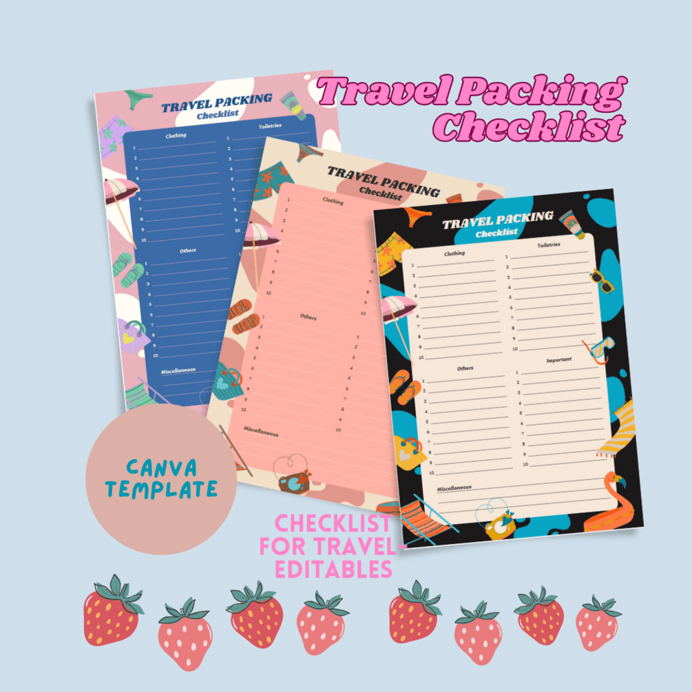 Checklist Travel Packing- Editables Canva Templates