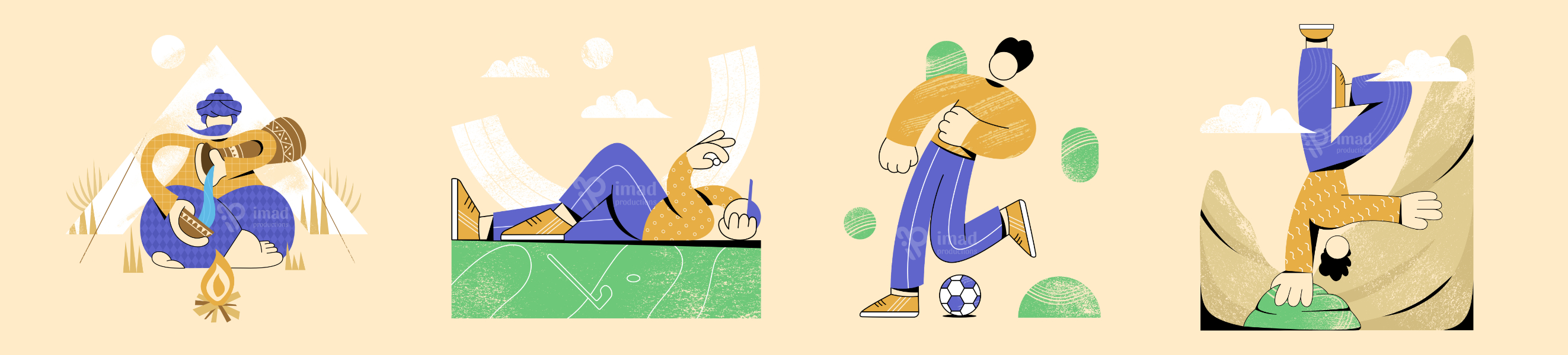 Flat Vector Characters Illustration In Different Scenes And Poses