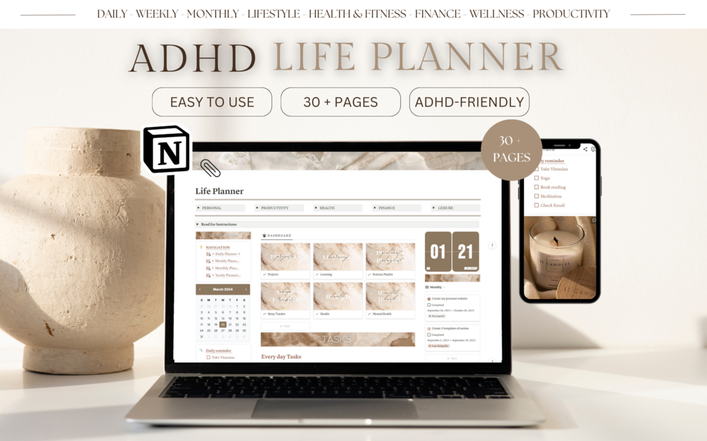 ADHD Notion Life Planner | ADHD Notion Template