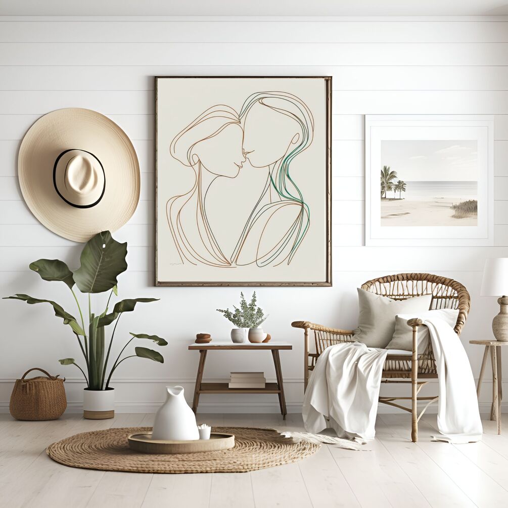 Minimalist Couple Line Art for Valentine day.