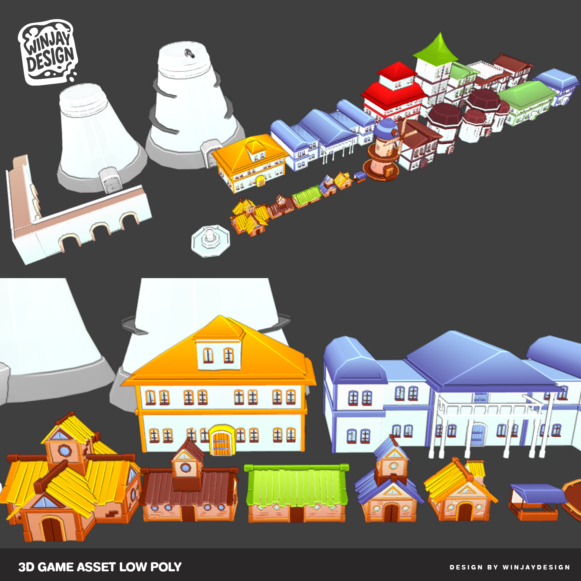 3D Starter Pack Game Asset – Free model : Design by winjaydesign. EP 1