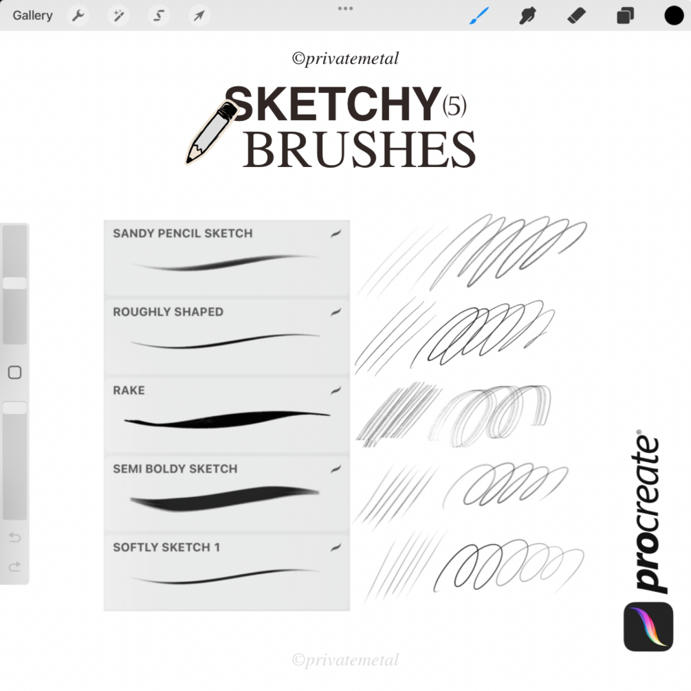 SKETCHY BRUSH SET (5) | PROCREATE BRUSH SET