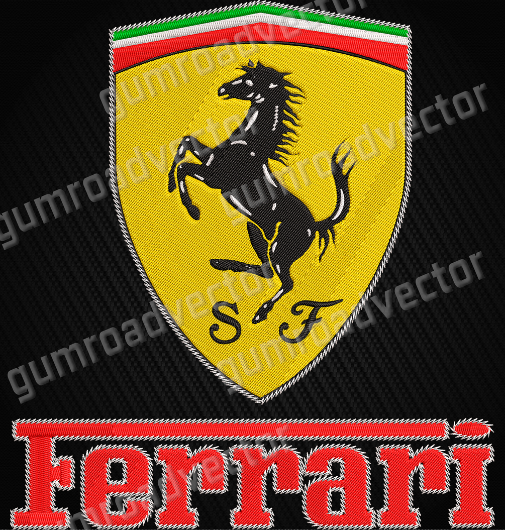Ferrari Logo effects 3D and Embroidery
