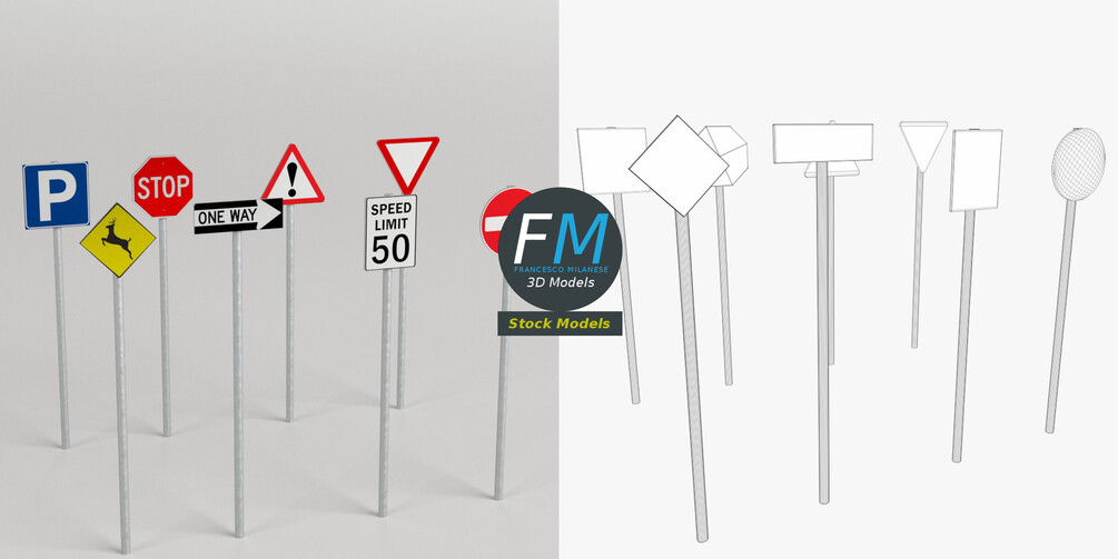 3D MODEL - Traffic signs pack