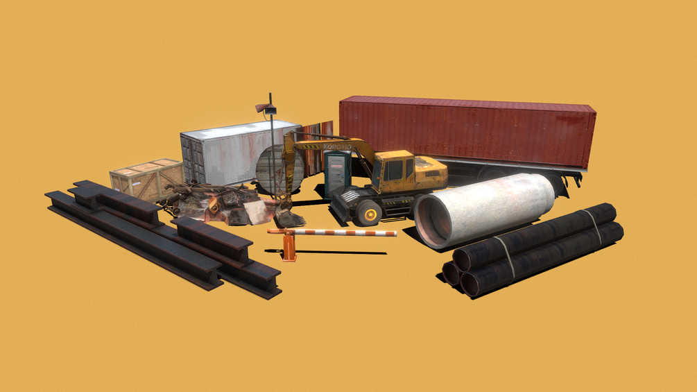 (FREE PRODUCT) Realistic Construction Site Pack Low Poly 3D Model