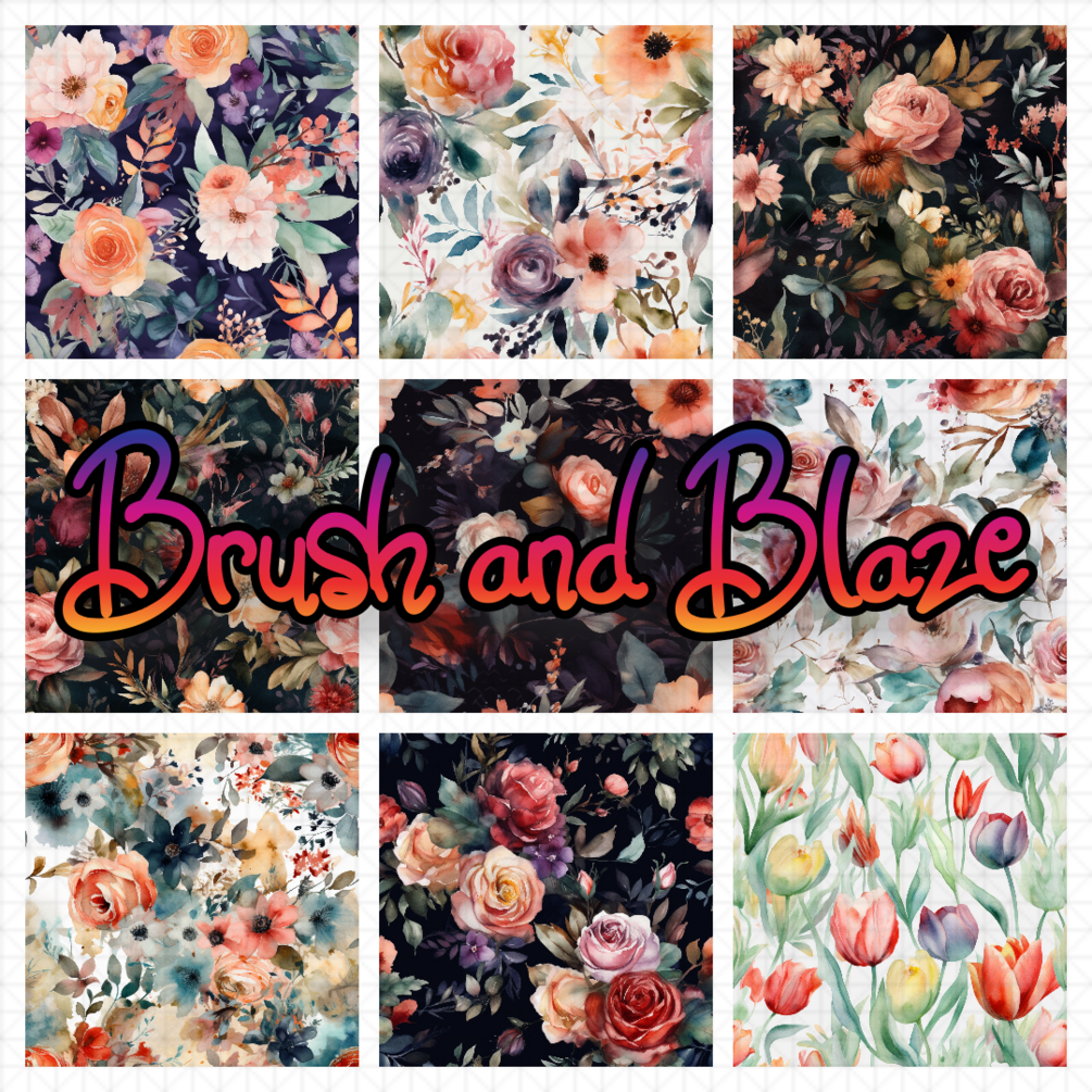 Seamless Floral Watercolor Digital Paper Bundle 1 - 12x12in 300DPI