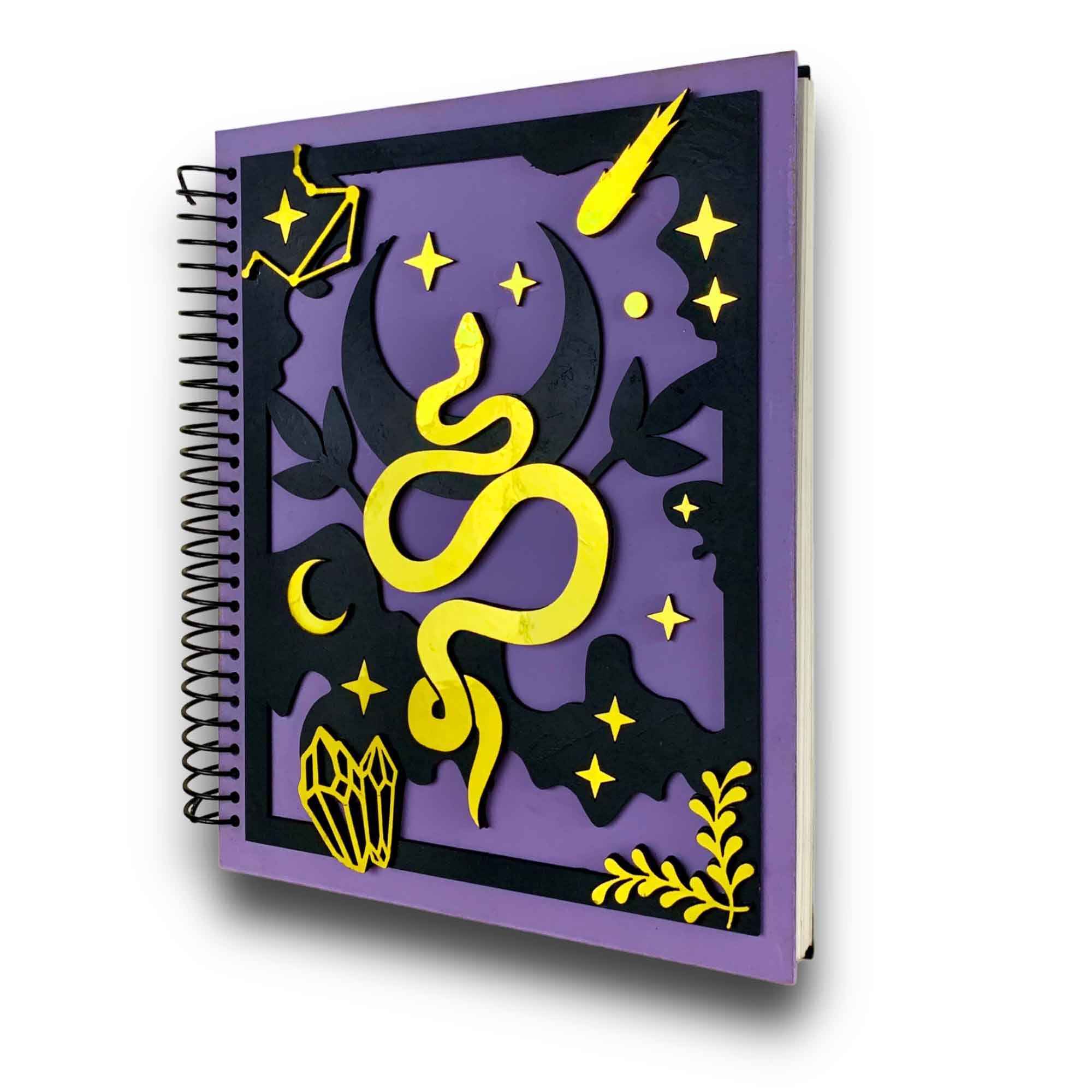 Handcrafted Midnight Mystical Moon Spiral Lined & Bullet Journal - 200 ...