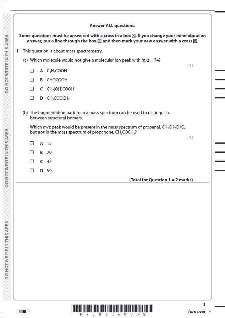 A-LEVEL EDEXCEL CHEMISTRY PAPER 2 June 2025 Question Paper (9CH0/02)