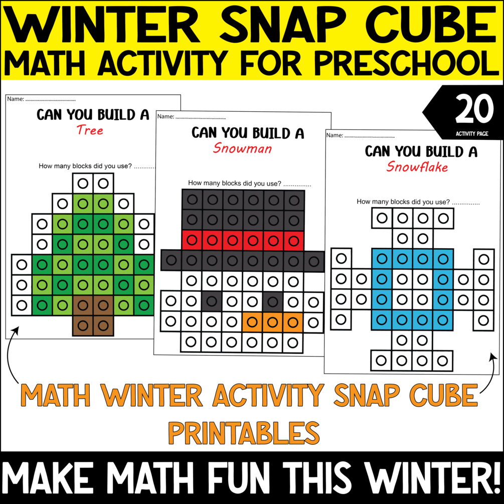Winter Snap Cube Printables - Math Activity for Preschool and Kindergarten