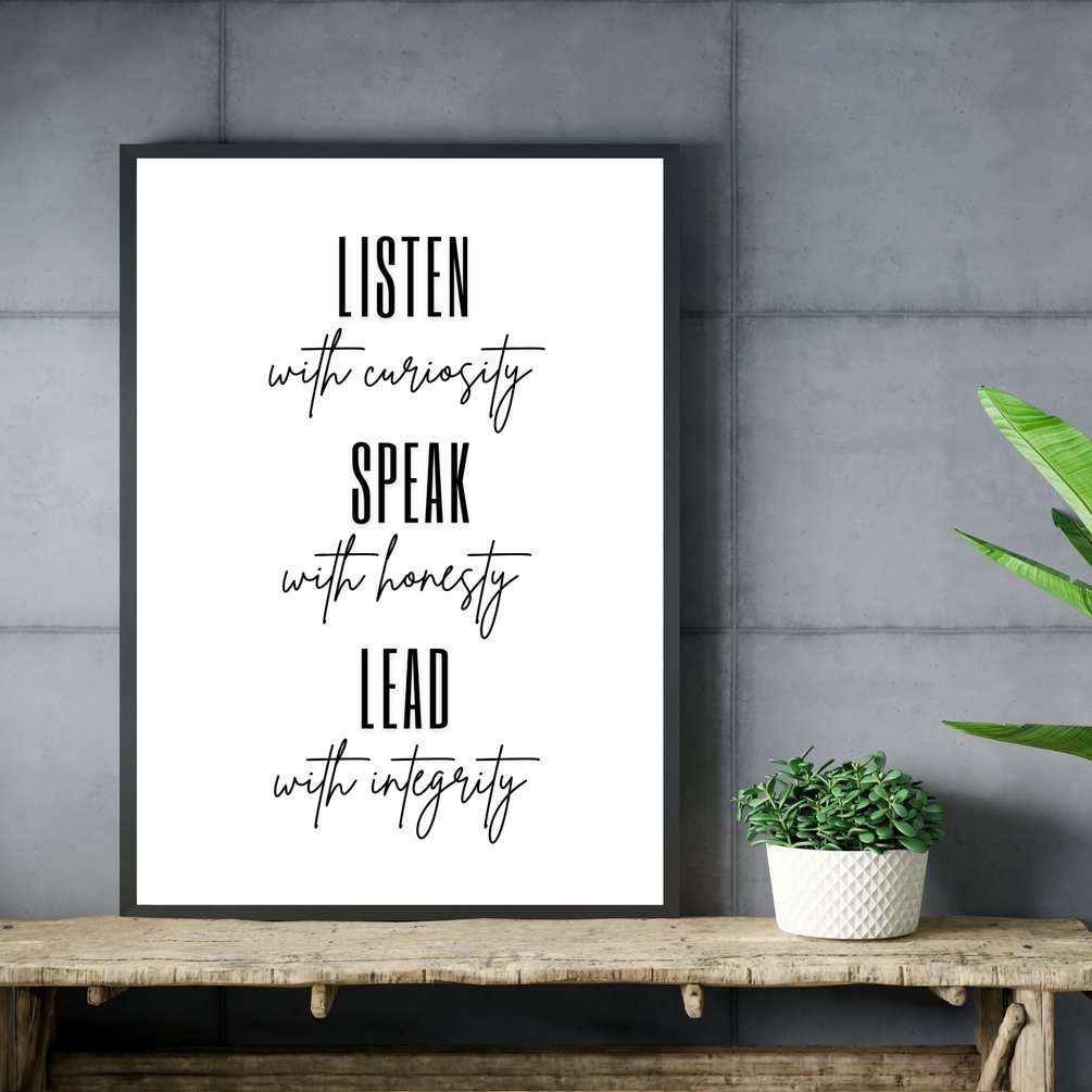 Listen, Speak, Lead Printable Wall Art - Inspirational Quote Poster ...