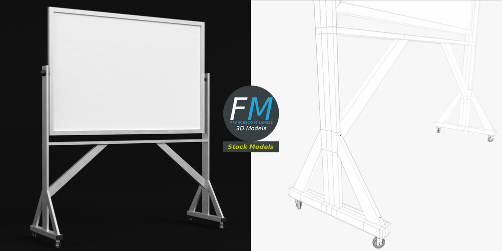 3D MODEL - Reversible freestanding whiteboard