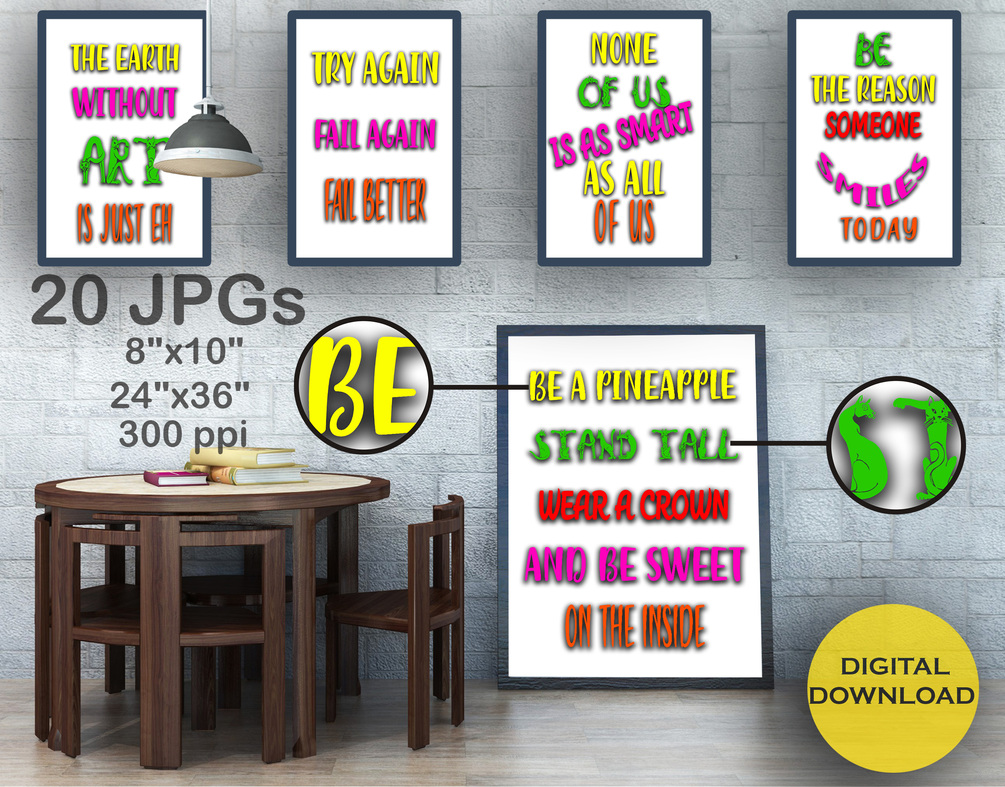 20 Quotes For Classroom, Digital Poster Prints. -INSTANT DOWNLOAD- 8x10 ...