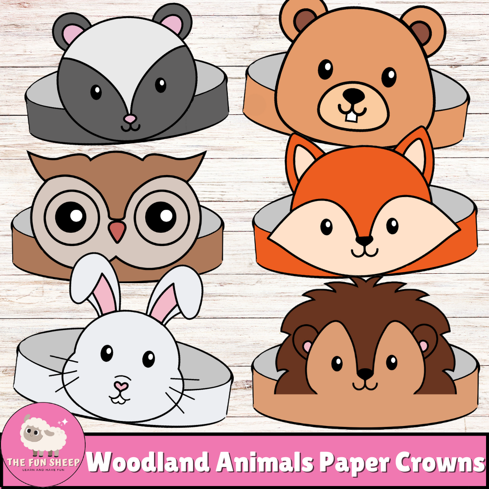 Woodland Animals Paper Crowns | Forest Animals Hats Coloring Craft Activity
